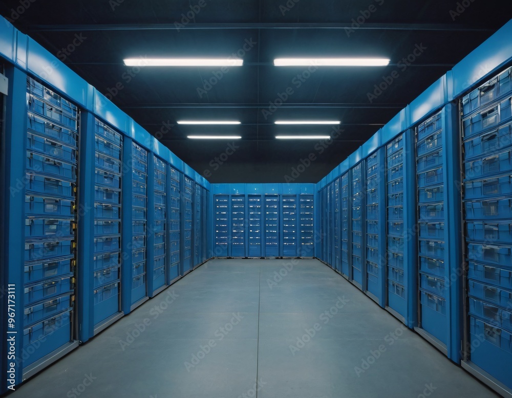 Automated self-service blue terminal for goods storage ordered from ...