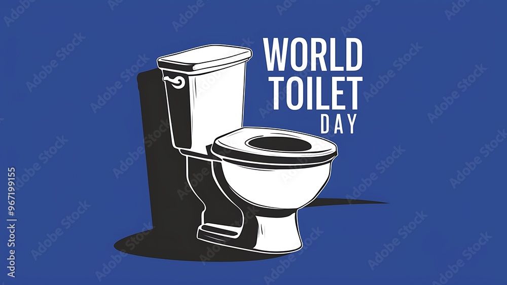 World Toilet Day awareness poster with stylized toilet and paper rolls ...