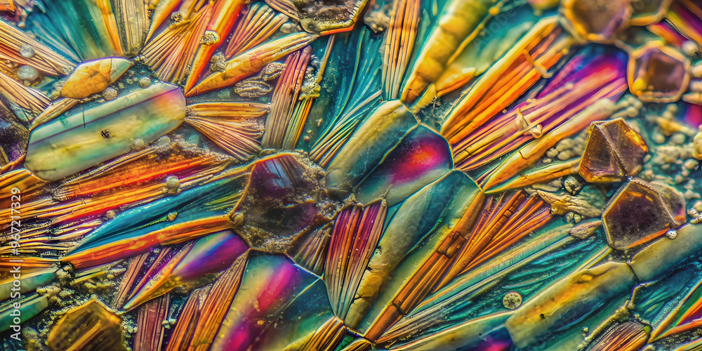 Micrograph of distorted and vibrant carbohydrate under a microscope ...