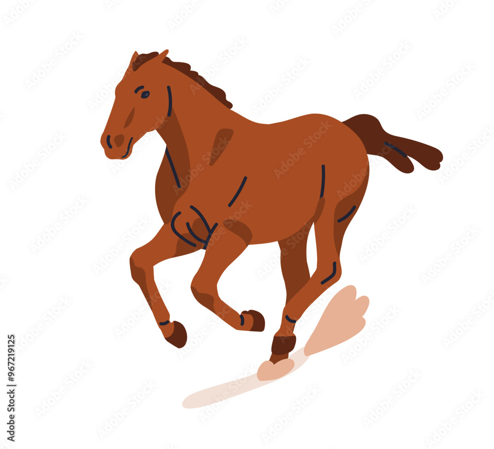 Galloping horse. Thoroughbred stallion running fast, rushing with speed ...