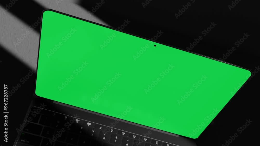 3D Rendering Laptop Mockup Blank Green Screen Laptop Animation 3D ...