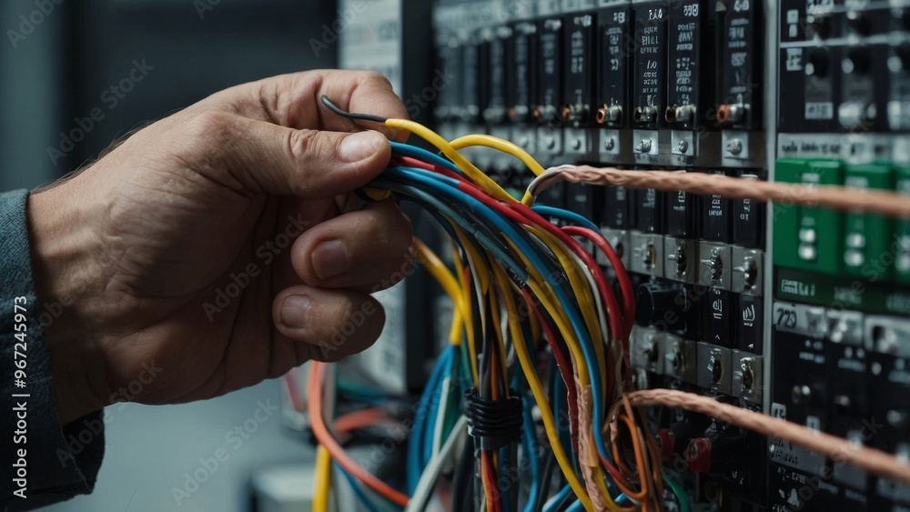 Hands connecting electrical wires – Illustrating the precision required ...