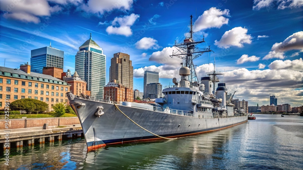 The historic Fletcher-class destroyer, now a museum ship, majestically ...