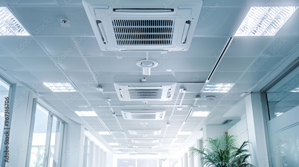 Efficient air conditioning system in modern office space, featuring ...