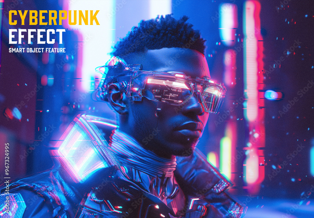 Cyberpunk Effect with Generative AI Stock Template | Adobe Stock