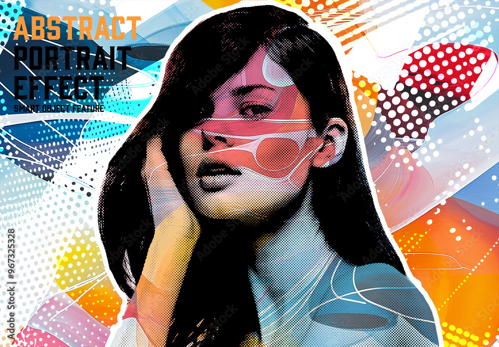 Abstract Portrait Effect with Generative AI Stock Template | Adobe Stock