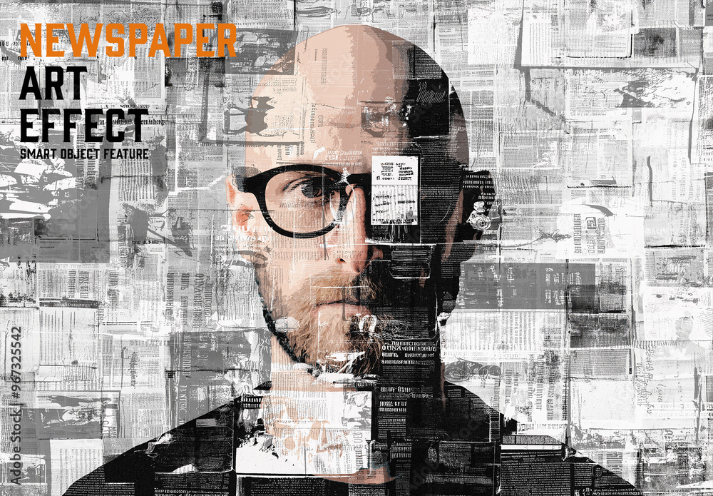 Newspaper Art Effect with Generative AI Stock Template | Adobe Stock