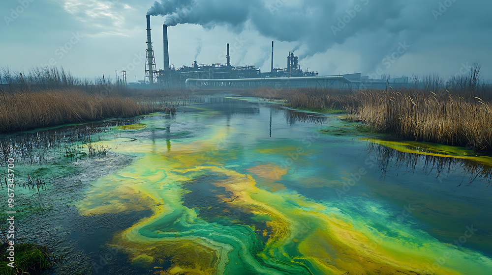 Toxic Waste Dump: A Factory Dumping Chemical Waste into a Contaminated ...