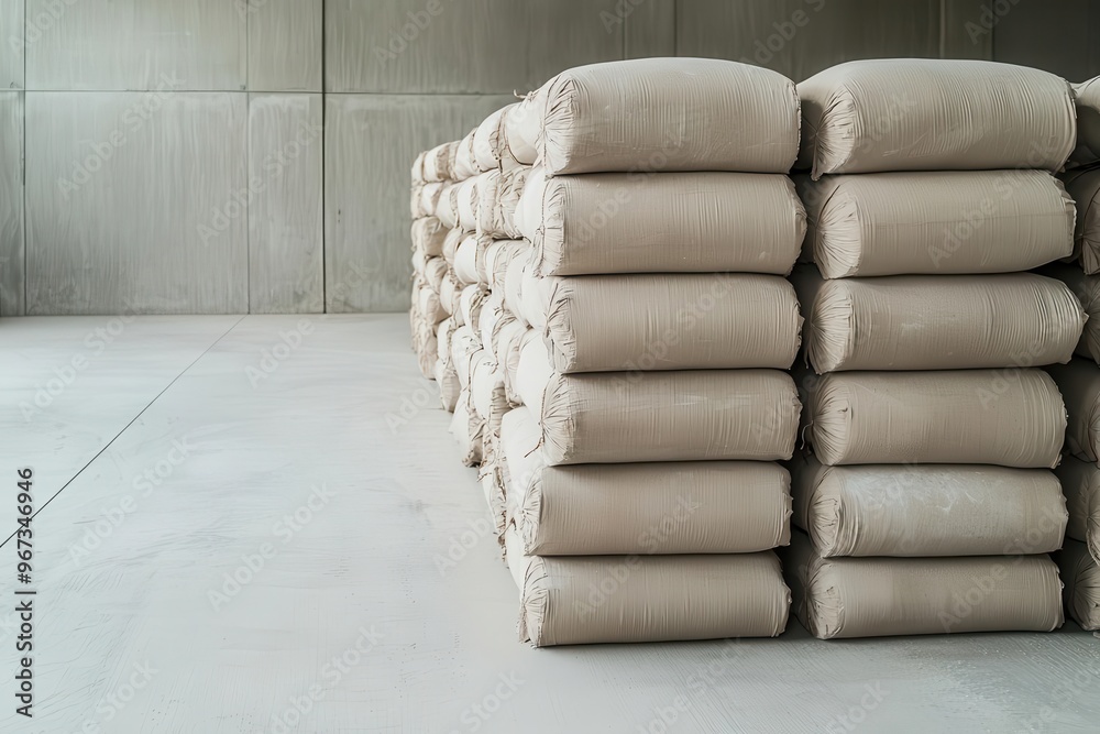 Rows of cement bags stacked in a warehouse ready for shipment, Cement ...