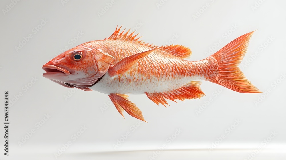 35. **A 3D render of a whole red snapper falling, its vibrant red skin ...