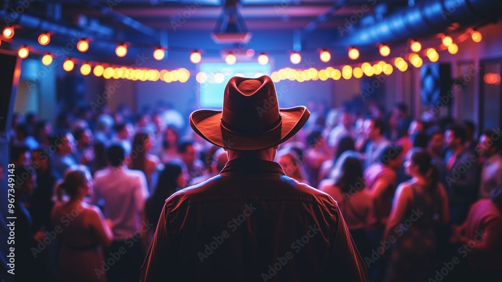 Cowboy Entertainer at Festive Gathering, A charismatic cowboy wearing a ...