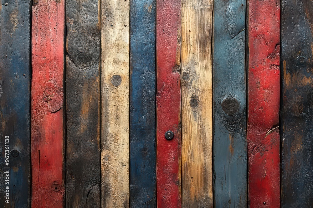 rustic wooden barn siding texture with patriotic flag accents weathered ...