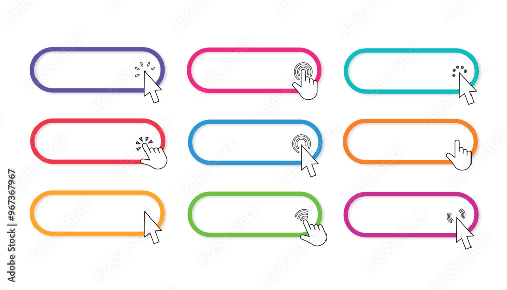 Click Blank Button with pointer clicking. Web button set. Clicking the icon. Action button click ...