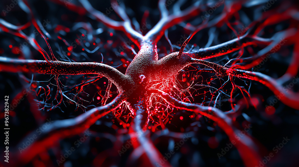 Intricate Network of Veins and Capillaries Converging to the Central ...