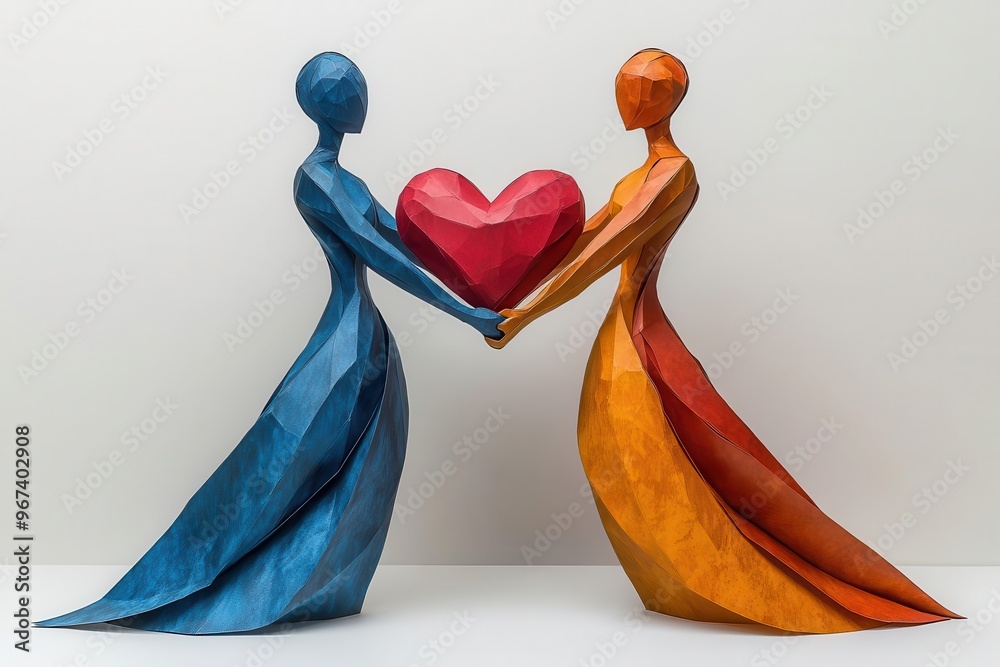 three vibrant paper cutout figures in dynamic poses interlocking arms ...