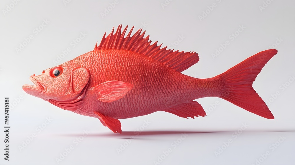 35. **A 3D render of a whole red snapper falling, its vibrant red skin ...