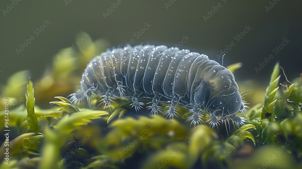 Tardigrade in moss droplet, electron microscope view: An electron ...