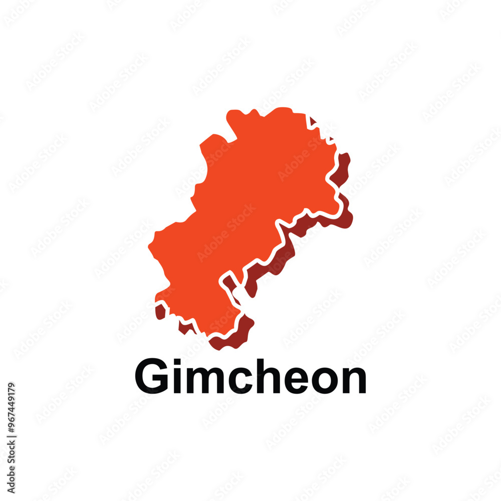 High detailed illustration map of Gimcheon, World map of South Korea ...