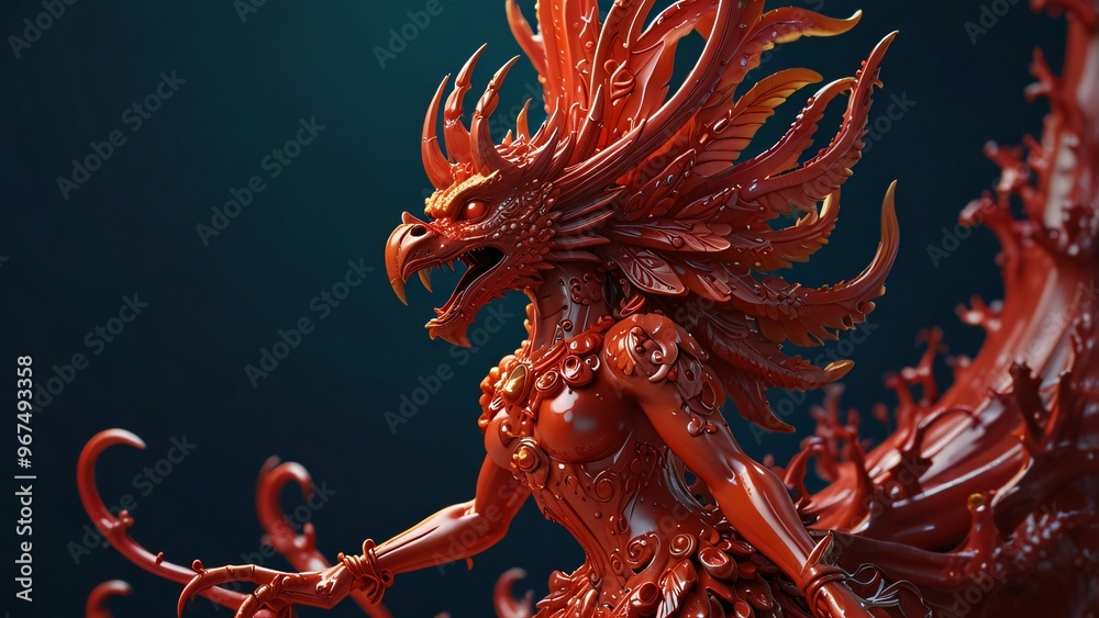 Golden dragon fish with red head, a symbol of power in Chinese culture ...