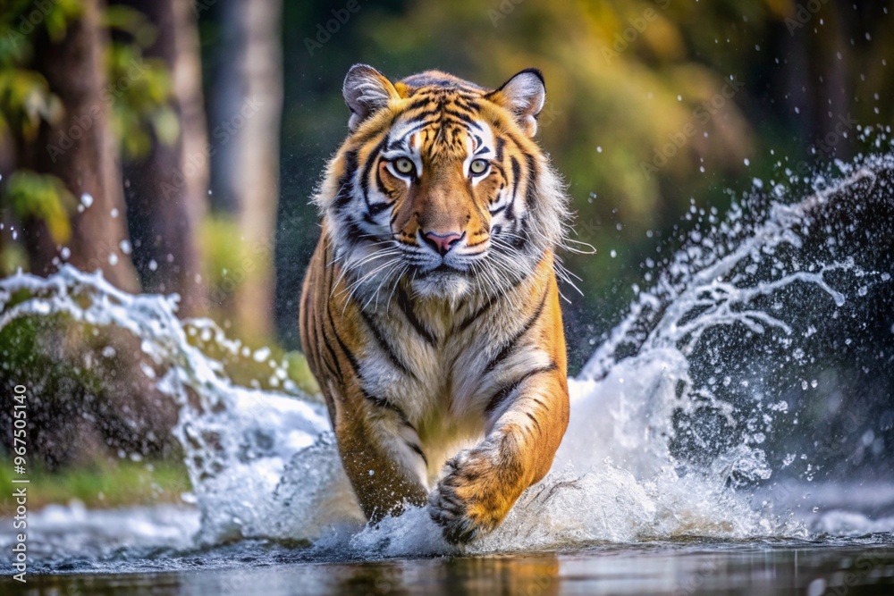 Siberian tiger, Panthera tigris altaica, low angle photo direct face ...