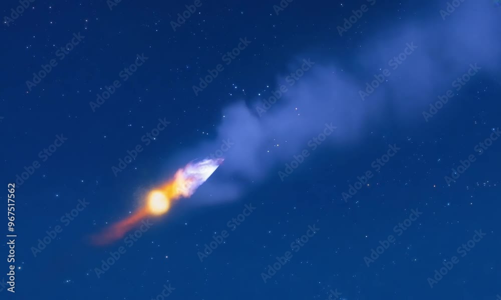 A visually striking animation of a comet streaking across the night sky ...