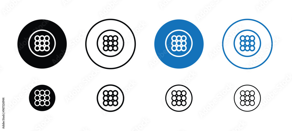 illustration of a set of buttons showing high density icons, high ...