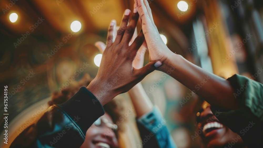 Picture of generous people high five for friendship or successful ...