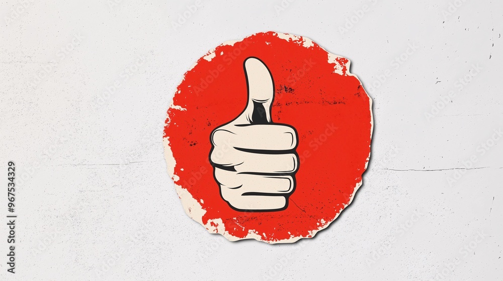 Thumbs Up Vintage Sticker: A classic thumbs up gesture in a vintage ...
