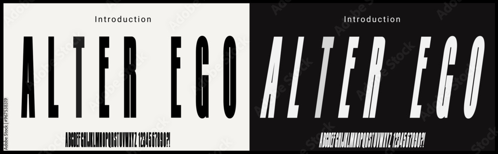 Condensed vector font with number. Alphabet of sans serif font with ...