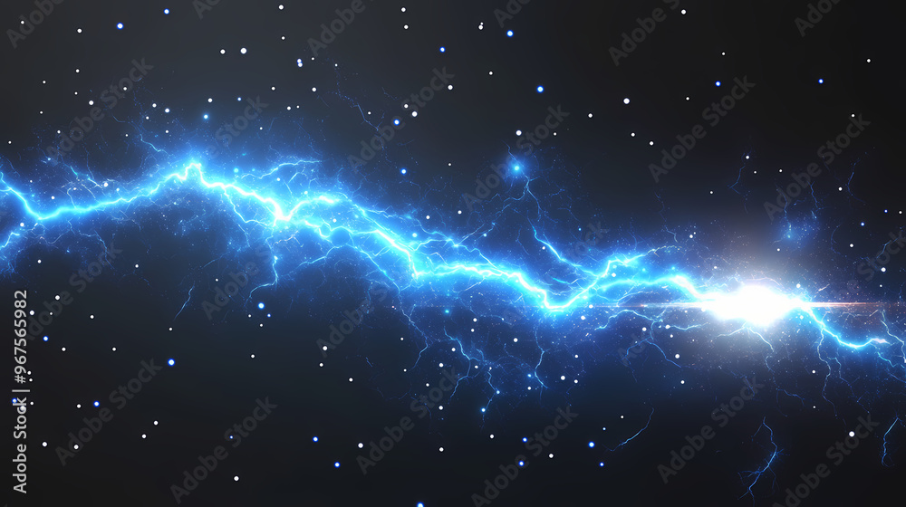 Blue lightning thunderbolt, thunderstorm electric bolt, graphic element ...