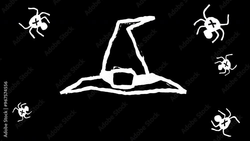 Funny Halloween scribbles: Witch Hat and Spiders. Perfect for ...