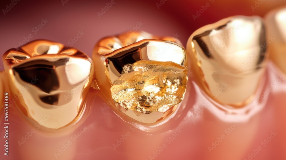 Dental gold fillings used to fill cavities on tooth Stock Photo | Adobe ...