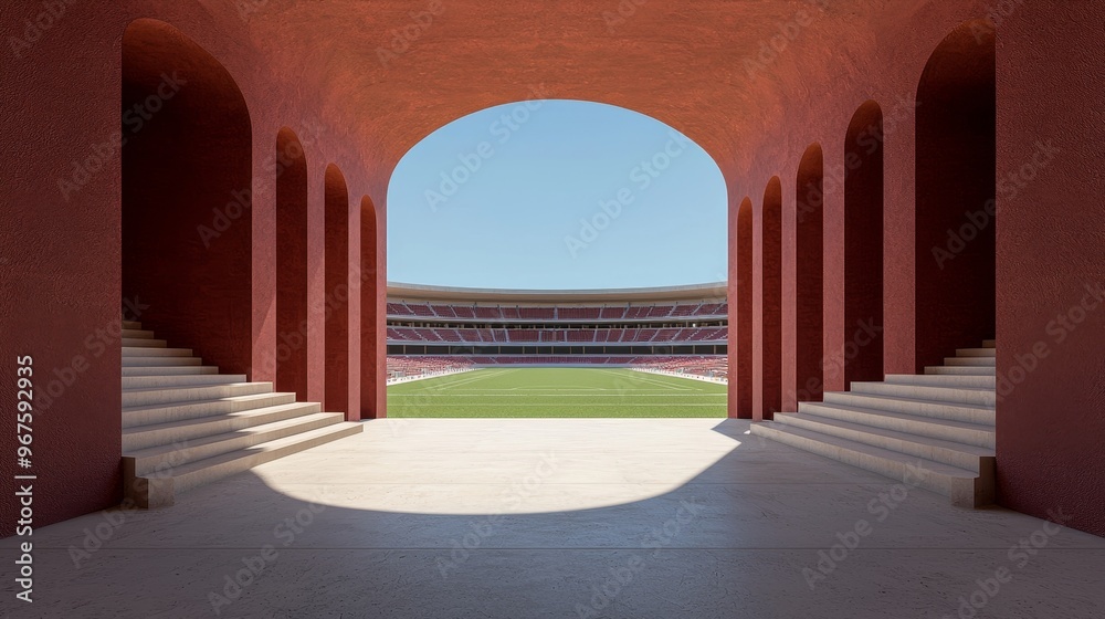 Immersive View of Stadium Entrance with Seating and Field Through ...
