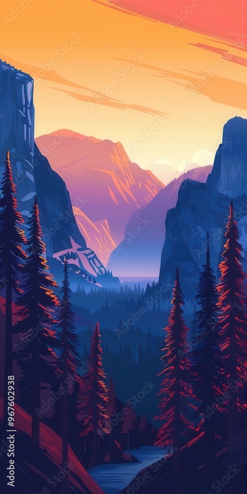 ภาพประกอบสต็อก 25 United States national parks flat design worm's-eye ...