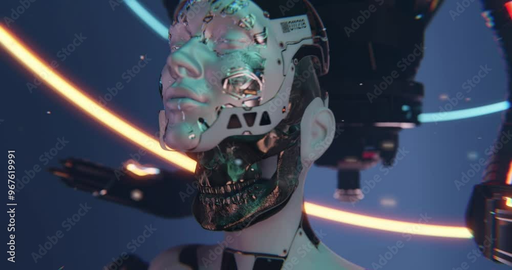 Cybernetic brain cyborg face futuristic female robotic head concept art ...