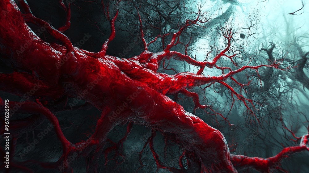 artery blockage causing a blocked blood vessel and circulation issues ...