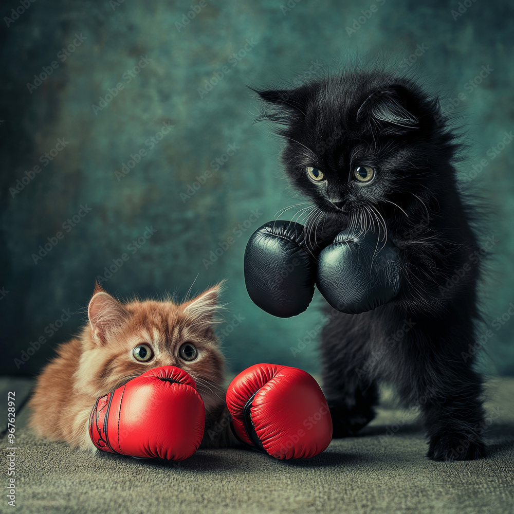 Feline Faceoff: Boxing Kittens, The character and all objects are ...