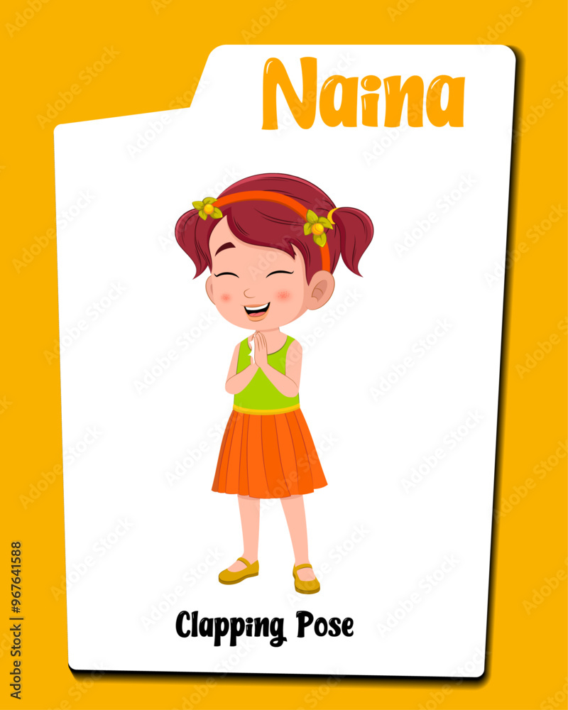 Poster Cute girl clapping cartoon character | Cartoon girl clapping ...