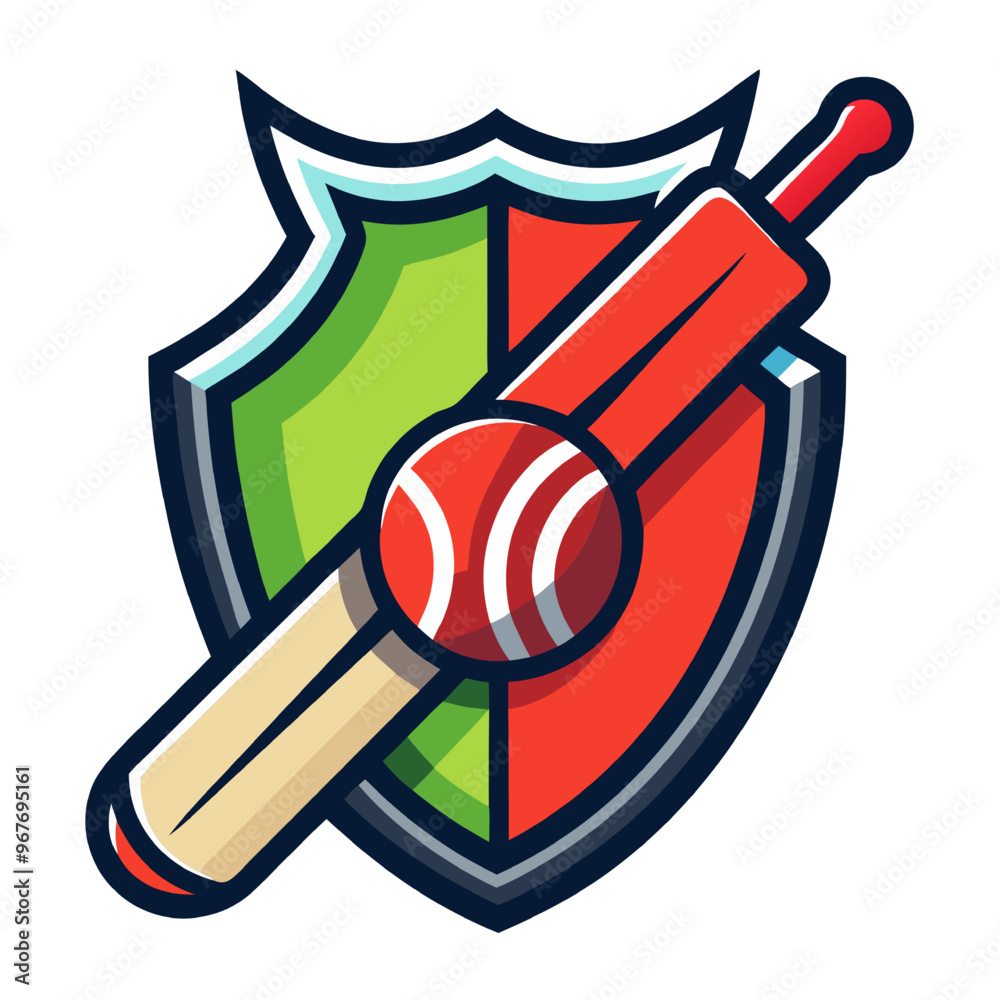 Cricket Shield Logo: A vibrant and bold shield logo, featuring a ...