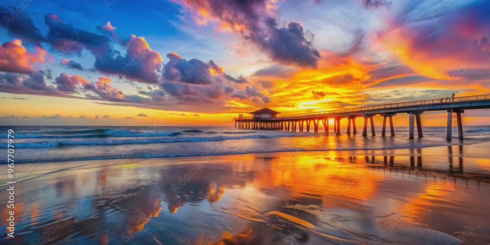 Vibrant sunset at Jacksonville Beach, Florida, beach, ocean, sunset ...
