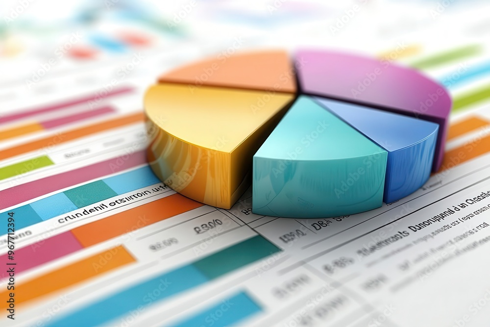 Strategic business plan with a pie chart and bar graphs, concept of ...