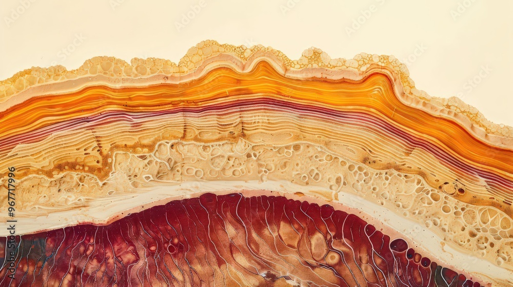 Cross-section of a human hair, revealing the layers of the cuticle ...