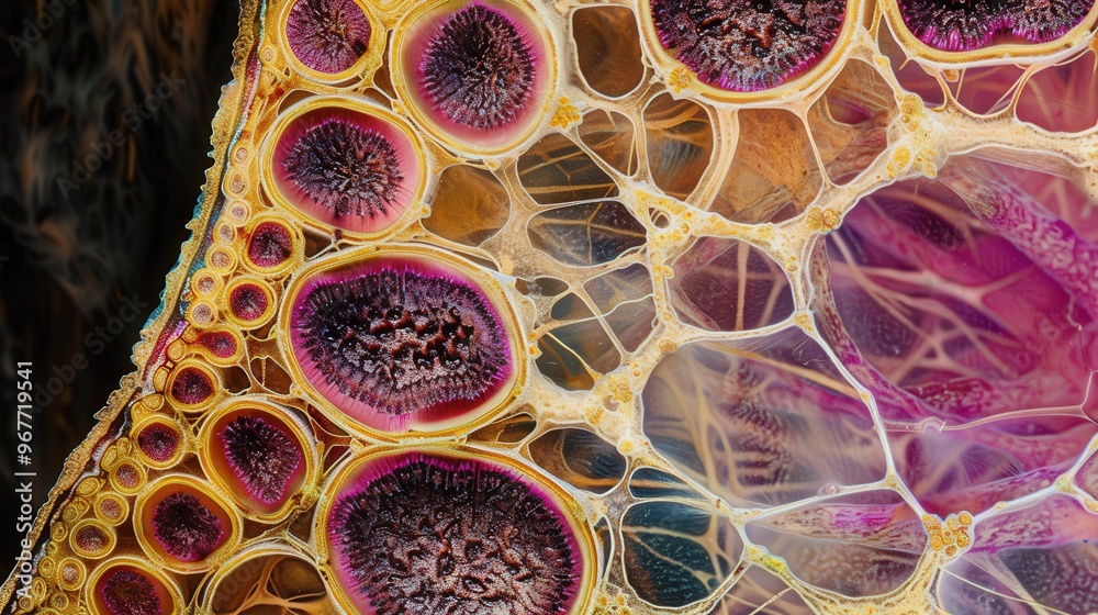 Fotografía Cross-section of a plant's root tip, highlighting the root ...