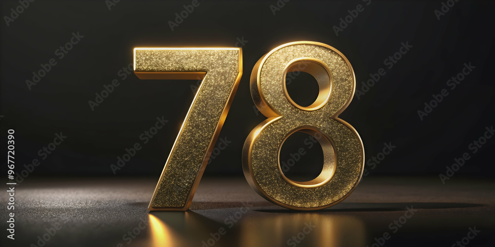Number 78 in shiny gold font on a black background, gold, number, shiny ...