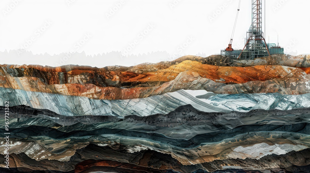 Cross-section of an oil reservoir, highlighting the layers of rock that ...