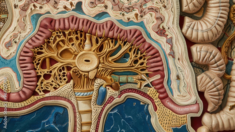 Cross-section of the gastrointestinal tract, illustrating the stomach ...