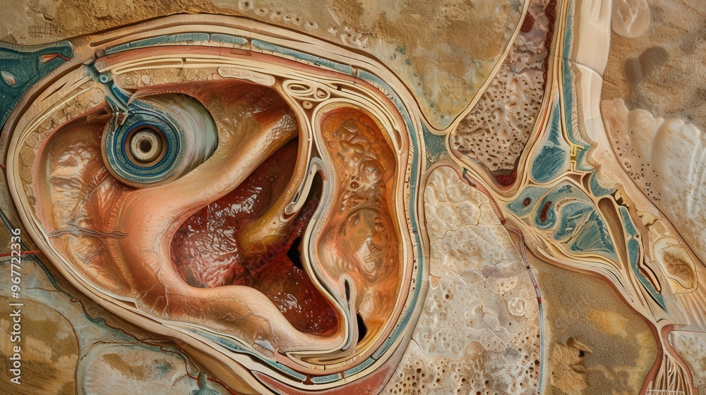 Cross-section of the human ear, showing the outer, middle, and inner ...