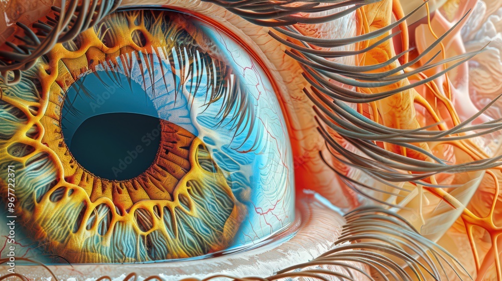 Stockillustratie Cross-section of the human eye, illustrating the ...