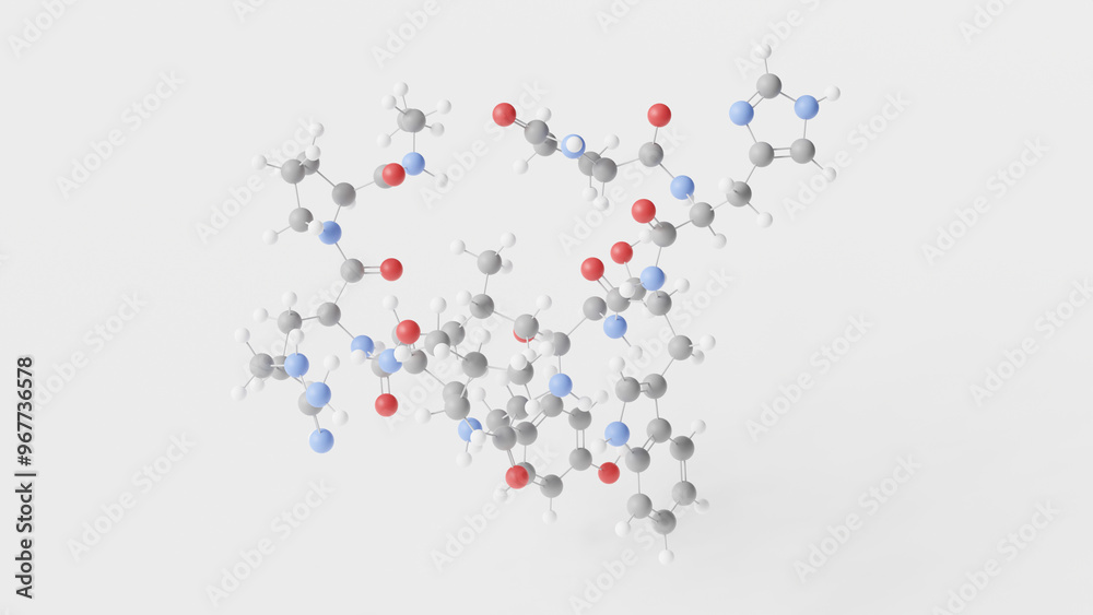 leuprorelin molecule 3d, molecular structure, ball and stick model ...