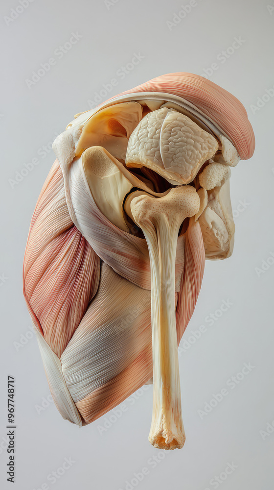Anatomy of human shoulder joint showcasing detailed muscle structure ...